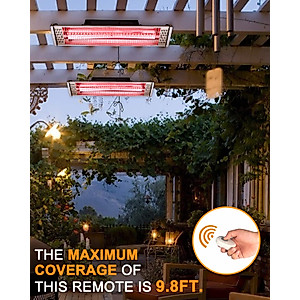 Star Patio Electric Patio Heater, Outdoor Heater with Remote and Touch Switch, 700W/800W/1500W Infrared Ceiling Heater with Black Finish, STP1520-FHC-RMLED N1