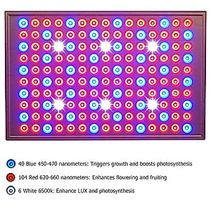 Diboys LED Grow Light for Indoor Plants, 45W Plant Lights Full Spectrum Panel Grow Light for Seedlings, Succulents, Micro Greens, Vegetable and Flower, 2 Pack