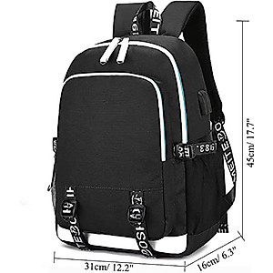 Anzeho Anime Attack on Titan Backpack Wings of Freedom Laptop Backpack Fit 15.6 Inch Schoolbag Bookbag Work Bag with USB Charging Port, Black-1