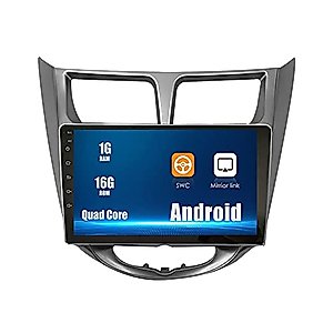 Android 10 Autoradio Car Navigation Stereo Multimedia Player GPS Radio 2.5D Touch Screen forHyundai Verna/Accent/Solaris 2010-2016 Silver Quad Core 1GB Ram 16GB ROM