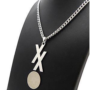 Jewelry For MGK XX PENDANT 18" 20" 24" BOX CUBAN ROPE STAINLESS STEEL CHAIN HIP HOP NECKLACE Style-2345908-2425