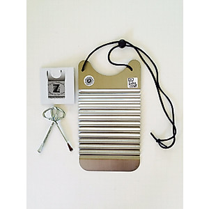 Washboard Zydeco Frottoir ScrubBoard Percussion Miniature 6 inches wide by 11 inches long Instrument Free Scratchers Handmade Louisiana Black & White Tee Don Board Key of Z Rubboards