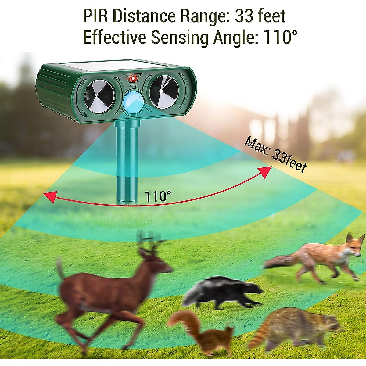 Lubatis 4 Pack Solar Animal Utrasonic Repellent Outdoor Repeller Deterrent to Keep Rat, Squirrel, Deer, Raccoon, Skunk, Rabbit, Dog, Cat Away