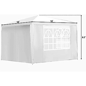 LUARANE 10’ x 10’ Canopy Gazebo, Outdoor Patio Pavilion Screen Shelter Pop Up Shelter with 4 Removable Sidewalls and Clear Windows, Wedding Party Event Tent for Garden, Lawn