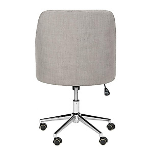 Safavieh Home Adrienne Grey Linen and Chrome Leg Tufted Swivel Office Chair
