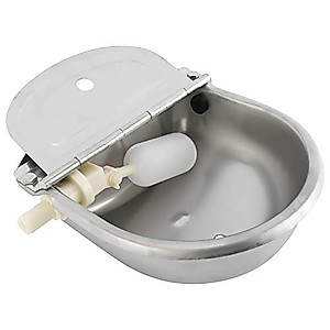 Artilife Automatic Waterers Stainless Steel Auto-Waterer Bowl Float Valve Water Bowl with Drain Hole and Plug for Horse Cattle Goat Sheep Dogs