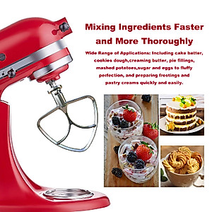 Stainless Steel Flat Beater for KitchenAid 4.5-5QT Tilt-Head Bowls,Fit for Classic, Classic Plus and Artisan Serie K45SS,KSM75,KSM90,KSM95,KSM150,Dishwasher Safe Paddle Attachment for Kitchenaid Mixer