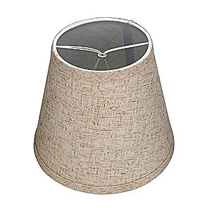 Double Small Lamp Shade Clip On Bulb Set of 2 for Candelabra Bulbs, ALUCSET Barrel Fabric Lampshade for Table Chandelier Wall Lamp 5x8x7 Inch 2Pcs (White/Brown)