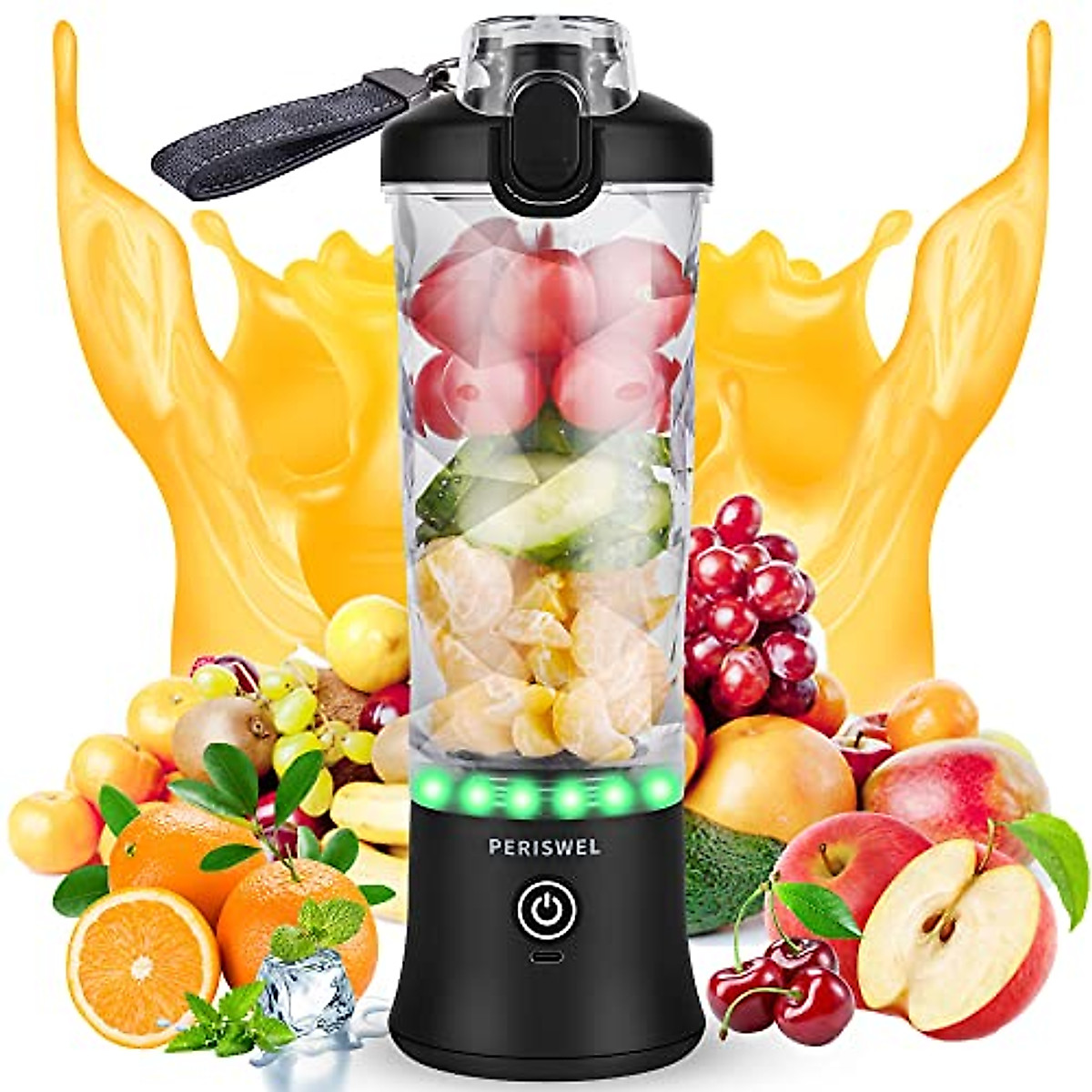 Portable Blender, Personal Size Mini Blender for Shakes and Smoothies, Personal Blender with Rechargeable USB, 20 Oz Mini Juicer Cup for Sports, Travel and Outdoors