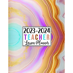 Teacher Lesson Planner 2023-2024: Large Weekly and Monthly Teacher Organizer Calendar | Lesson Plan Grade and Record Books for Teachers (Cute Rainbow Cover)