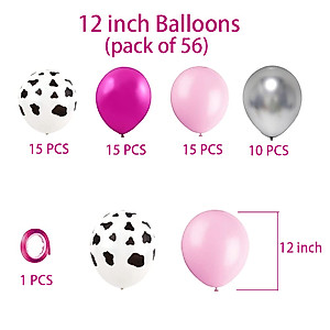 Rose Red Cow Party Decoration Balloon for Western Cowgirl Party,12inch White Cows Balloons Rose Red,Pink,Metallic Silver,Cowgirl Latex Balloons for Bachelorette Bridal Shower Baby Shower Wedding