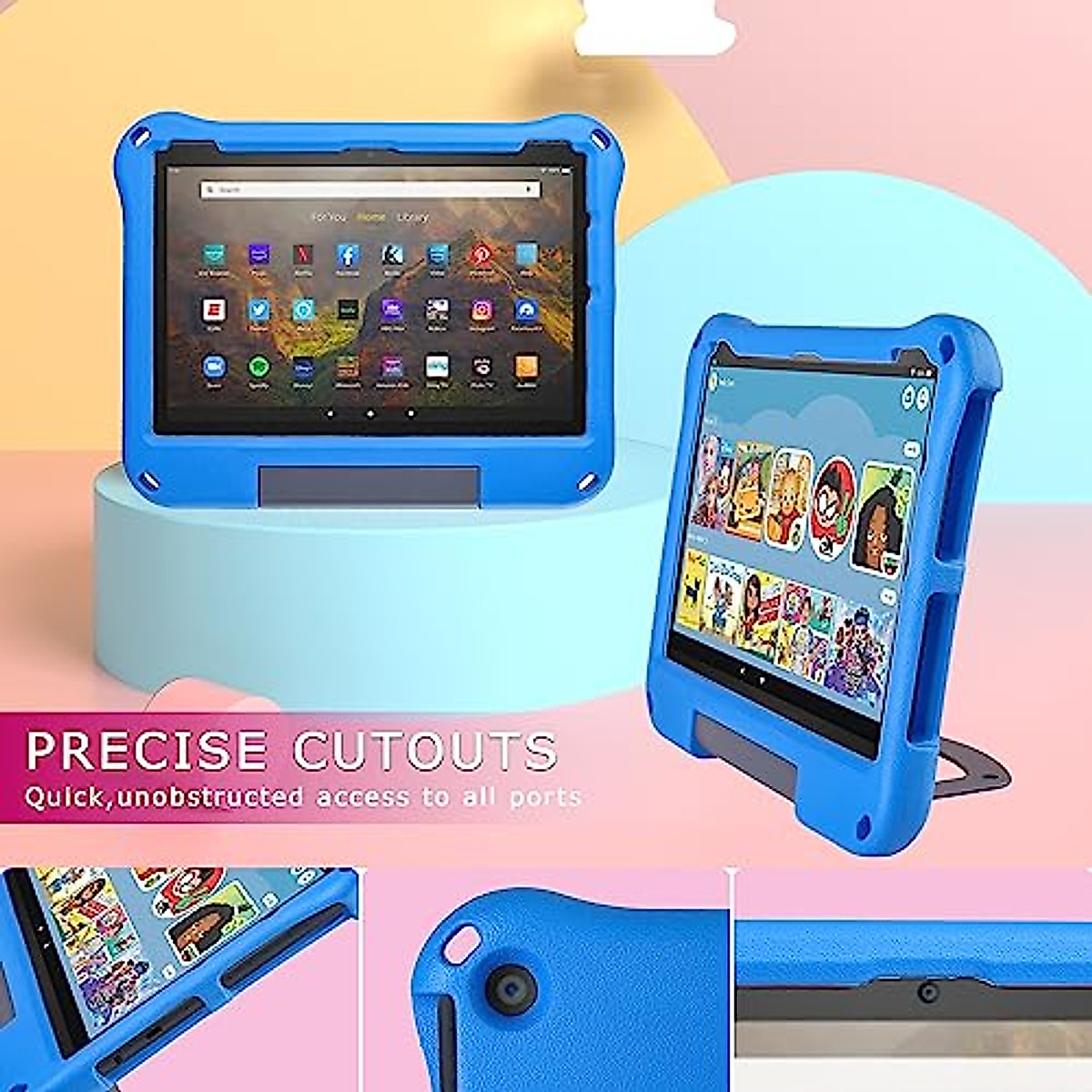 2023 New 10in Tablet Case for Kids(2021/2023 Release 11/13th Generation),OQDDQO ipad Light Weight Anti Slip Shockproof Kids Friendly Case for 10 inch Table (Blue)