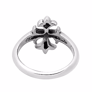 AeraVida Vintage Beautifully Elegant Lily Flower .925 Sterling Silver Cross Ring (7)