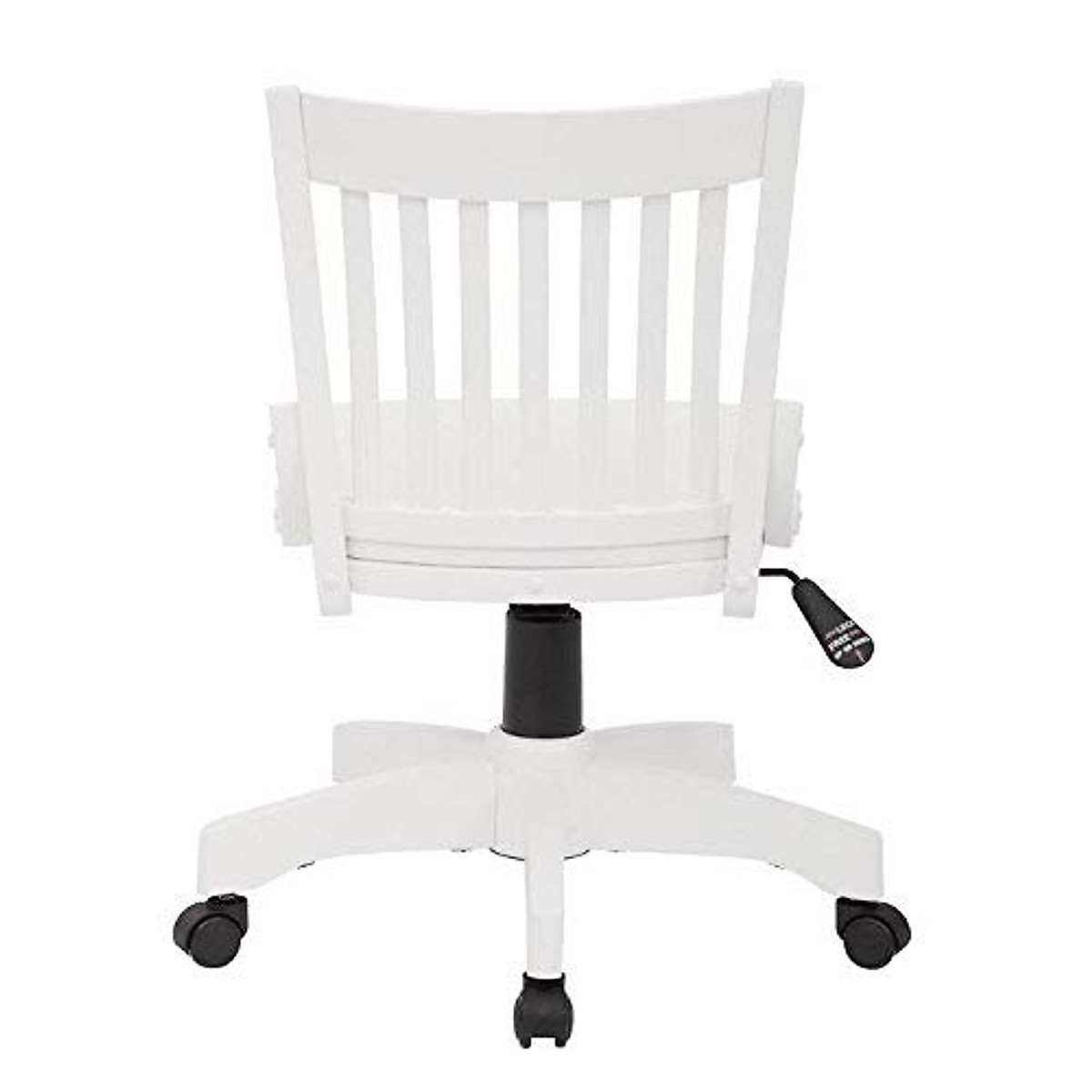 OSP Home Furnishings Deluxe Armless Wood Banker's Desk Chair with Adjustable Height, Locking Tilt, and Heavy Duty Base, White