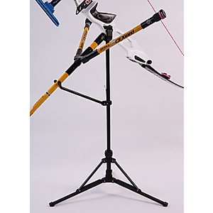 BICASTER Archery Bow Stand Full CNC Machined Aluminum Steel Heavy Duty Automatic Open/Fold for Recurve Bow Longbow Takedown Bow (Silver Short)