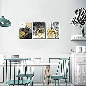 Canvas Wall Art for Bedroom Wall Art Prints Picture Stretched Artwork for Living Room Bedroom Decoration Abstract Golden Tree Rings 12X16inchx3Pcs