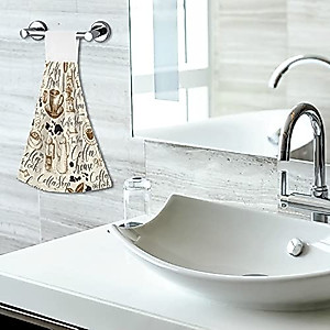 Boccsty Coffee Cups Hearts Hanging Kitchen Towels 2 Pieces Dish Cloth Tie Towels Hand Towel Tea Bar Towels for Bathroom Farmhous Housewarming Tabletop Home Decor