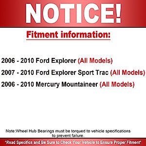 MotorbyMotor 515078 Front Wheel Bearing and Hub Assbmely with 5 Lugs w/ABS Fits for 06-10 Ford Explorer, 07-10 Ford Explorer Sport Trac, 06-10 Mercury Mountaineer Hub Bearing (All Models)