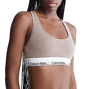 Calvin Klein Women's Modern Cotton Naturals Unlined Wireless Bralette, Rich Taupe, Large