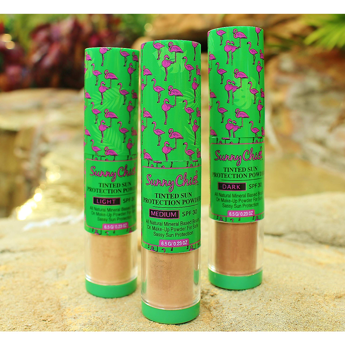 Sunny Chick Sunscreen Powder- Tinted Brush-On Mineral Sunblock SPF30 .23OZ (Medium)