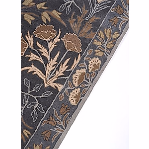 Restoration and Renovation Handmade Floral Adeline Beige/Blue Tulips Traditional Crafted Wool Area Rug for Living Room Bedroom and Kitchen (Blue, 4X6 FT)