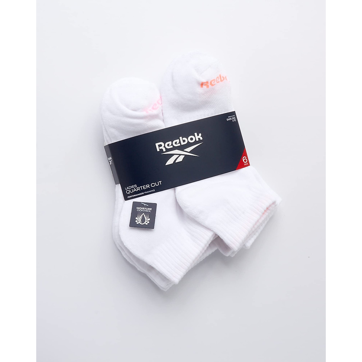 Reebok Women's Comfort Cushioned Athletic Quarter Cut Socks (6 Pack), Size Shoe Size 4-10, White