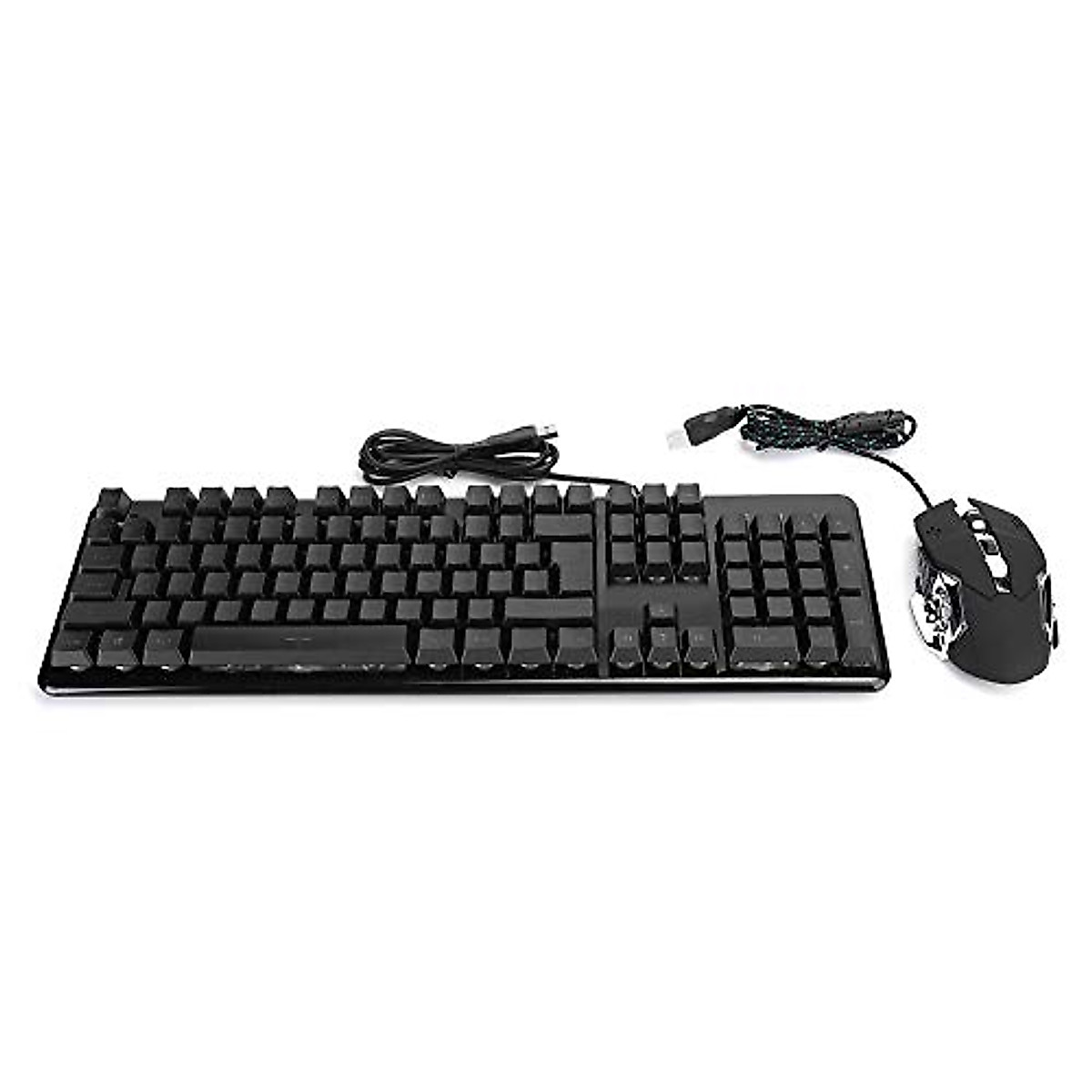 Pomya USB Keyboard Mouse Set, Gaming Keyboard with Backlight Effet with Mouse 800 1200 1600dpi Adjustable Universal for All System