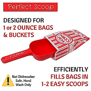 Poppy's Plastic Popcorn Scoop Bundle - 200 Bags and Plastic Popcorn Scooper, Popcorn Machine Accessories for Popcorn Bars, Movie Nights, Concessions