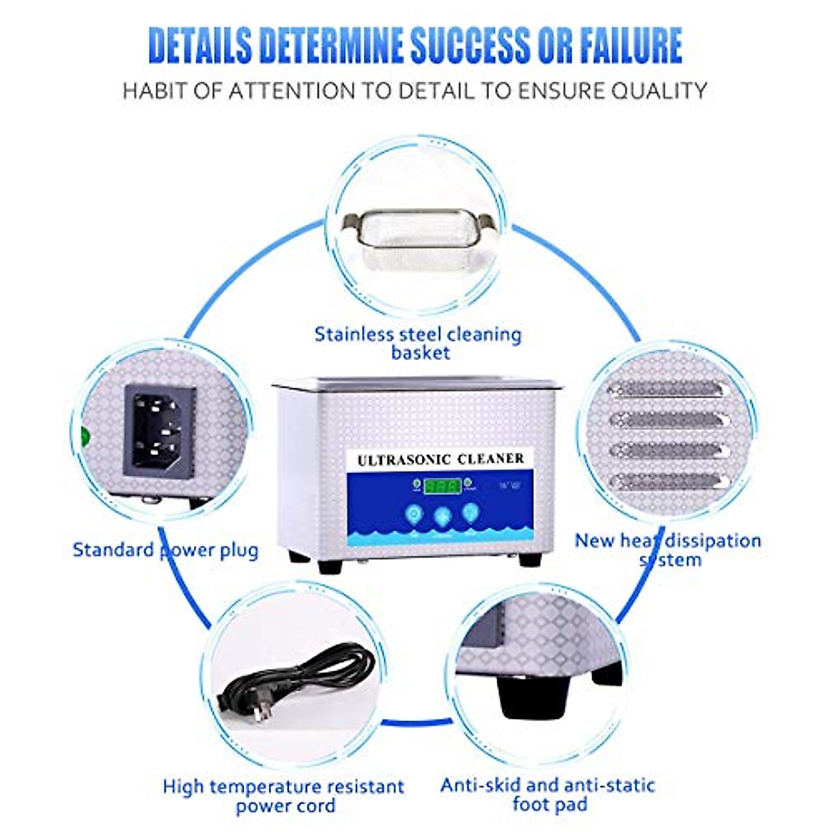 Digital Ultrasonic Jewelry Cleaner with Digital Timer 700mL 42KHz Ultrasonic Cleaner for Eyeglasses Basket for Parts Denture for Gun Blade,Diamond Ring Cleaner -Jewelry Cleaner Ultrasonic Machine