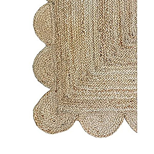Agro Richer Rug Beige Scloop Design Hand Braided Home Living Room Floor Carpet Living Room Farmhouse Carpet Rag Rug (90 x 360 CM (3x12 Feet) Rectangle)