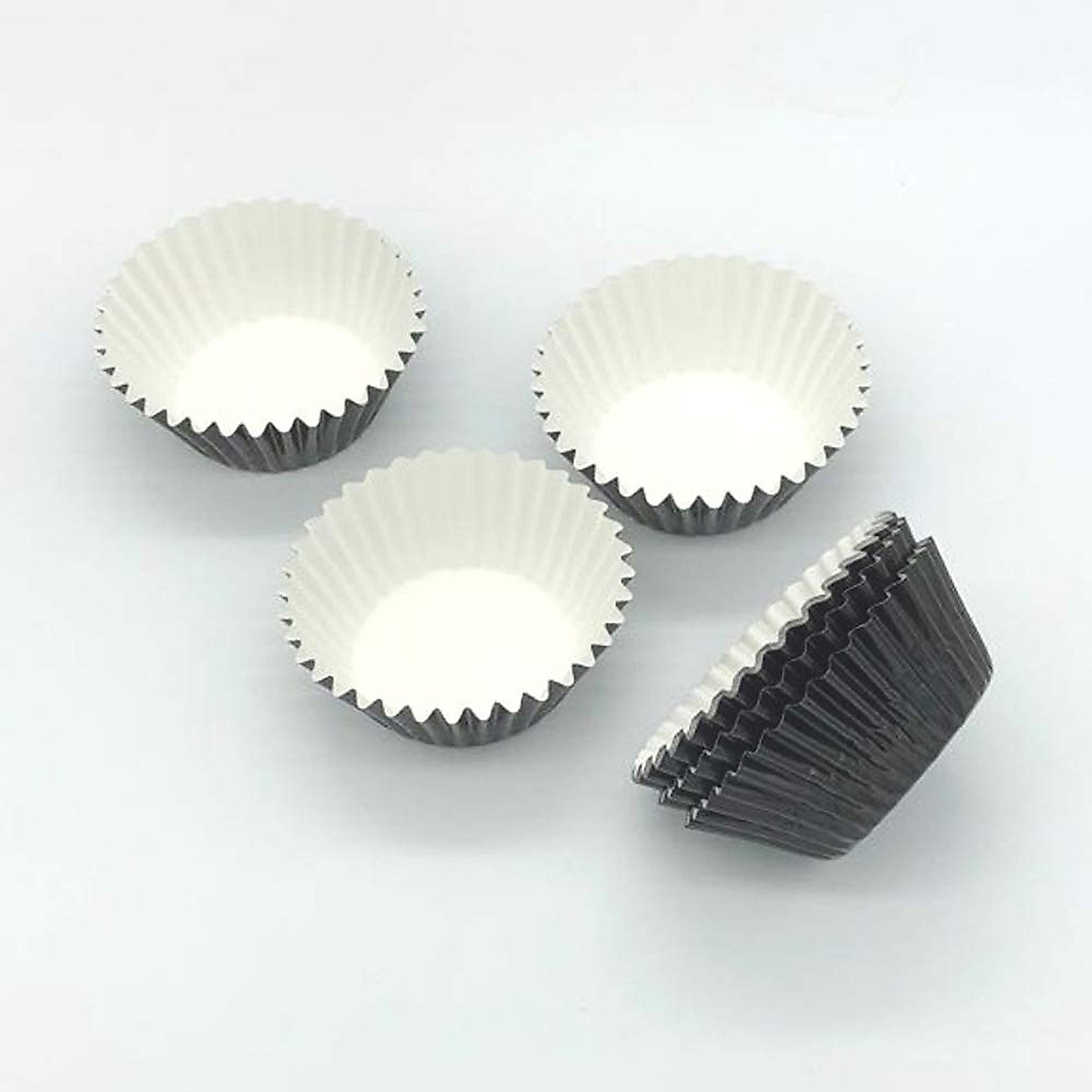 Huaswan Classic Black Paper-Lined Foil Cupcake Liners Standard Baking Cups for Party and More, 120-Count