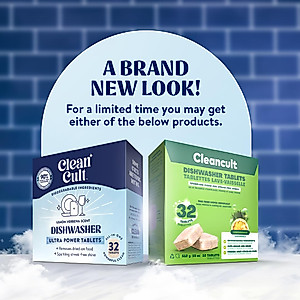 Cleancult Ultra Power Dishwasher Detergent Pods for Sparkling Streak-Free Shine, All-In-One, No Plastic Waste, 32 Count