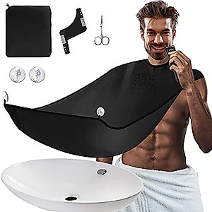Besititli Beard Bib Apron Kit, Beard Hair Clippings Catcher for Men Shaving & Trimming, Non-Stick Waterproof Grooming Cape Apron with Adjustable Neck Straps, Best Gift for Men