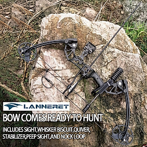 Lanneret Compound Bow and Archery Sets - Right Hand Archery Compound Bows 0 - 70 lbs Draw Weight Adjustable for Adults and Beginners，Hunting Bow Kit for Beginner Black