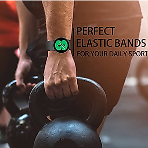 Olytop Elastic Bands for Galaxy Watch 5/4 Bands 44mm 40mm/5 Pro Band, Galaxy Watch 4 Classic Bands 46mm 42mm/Active 2 Women Men, 20mm Stretch Nylon Replacement Strap(Black+Grey)