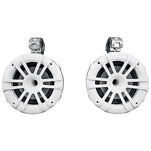 Memphis Audio 4 MXA82TW 8" Marine Wakeboard Tower Speakers/LED+Swivel White Bundle with Rockville Krypton MF3 Amplifier, RMWK4 Amp Install Wire Kit & MRCA25 RCA Cable (7 Items)