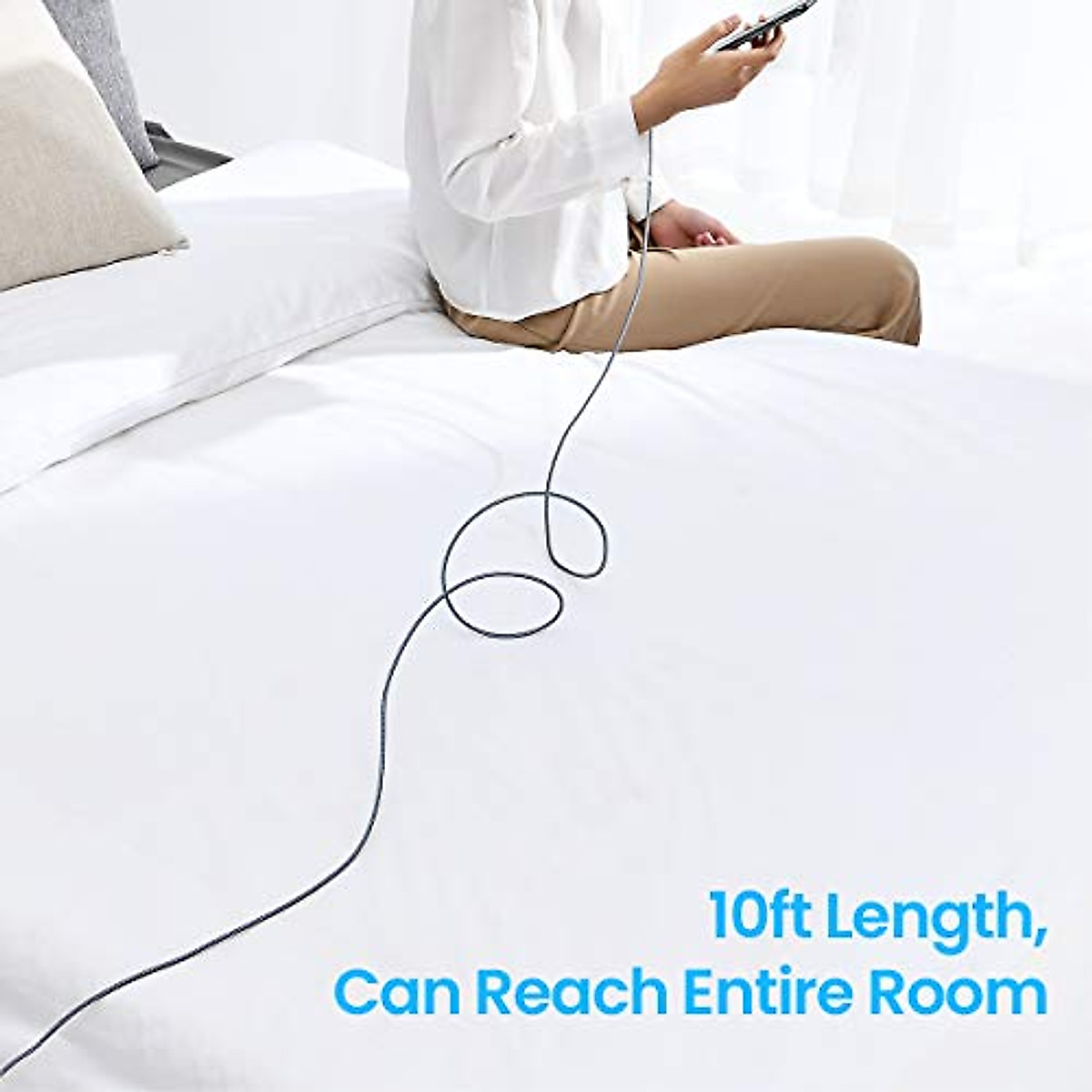 LISEN iPhone Charger Cable (10ft / 3m) USB A to Lightning Cable 10 Feet, Durable Nylon Braided Fast Charging Cord Compatible with iPhone 11/Pro/X/Xs Max/XR/8 Plus /7 Plus/6/ iPad