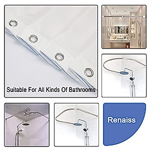 Renaiss 71x71 Inch Spa Zen Shower Curtain Basalt Stones Candle Bamboo Leaves Vintage Bath Curtain Meditation Relaxing Bathroom Cloth Fabric Bathroom Decor Set with Hooks Waterproof