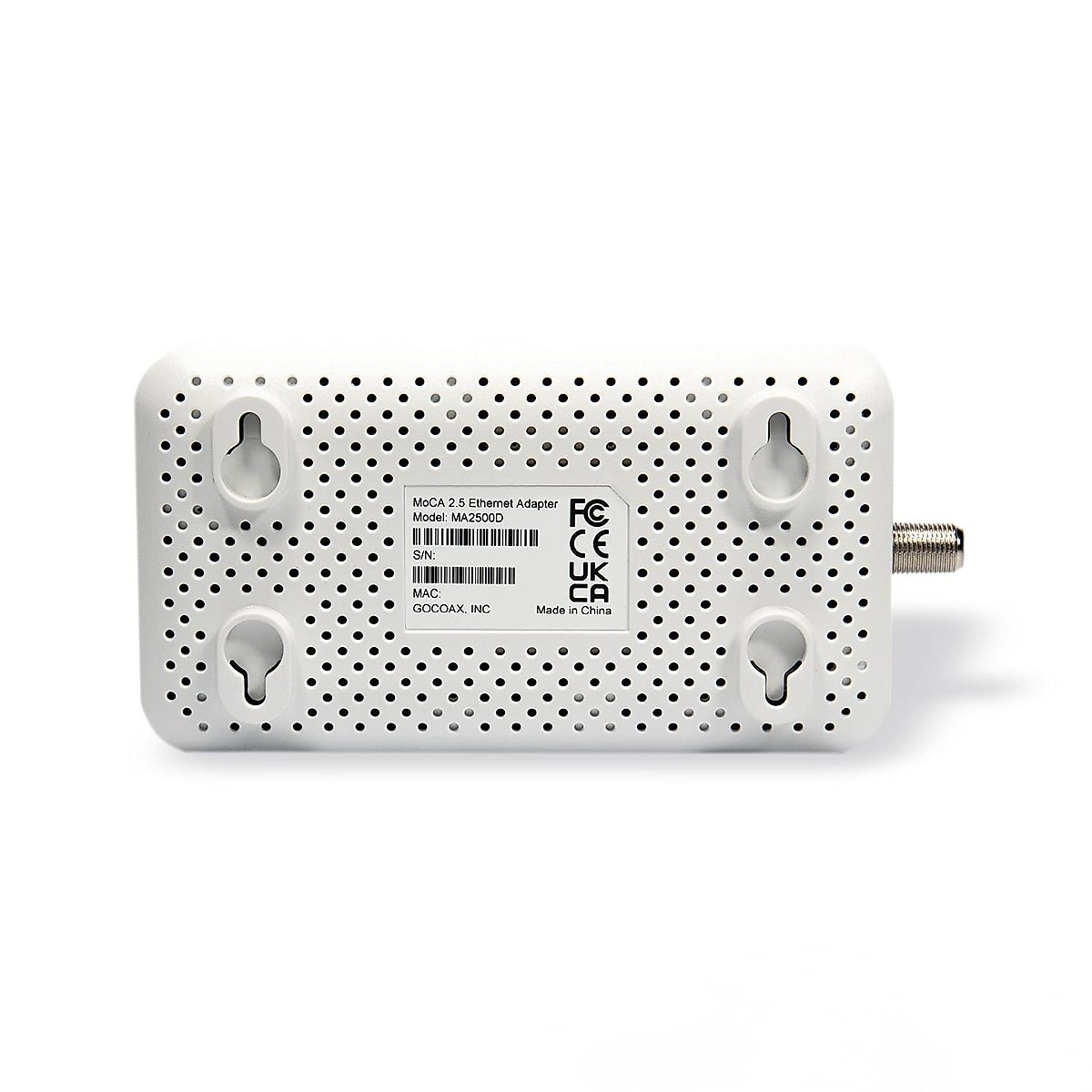 goCoax MoCA 2.5 Adapter with 2.5GbE Ethernet Port. MoCA 2.5. 1x 2.5GbE Port. Provide 2.5Gbps Bandwidth with existing coaxial Cables. White(2-Pack, MA2500D)