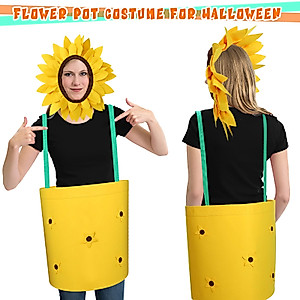 ramede Halloween Flower Pot Costume Cosplay Women's Sunflower Costume with Headpiece for Garden Theme Party (Adult Size)