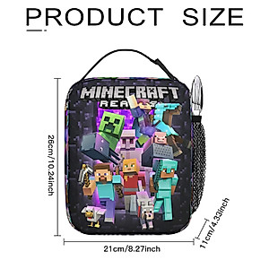 Anime Lunch Box,insulated Soft Lunch Bag for Men Women,Reusable Lunch Tote Bag Gifts with Water Bottle Holder for Office Work out Travel Picnic-Black