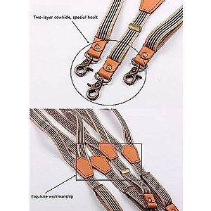 MENDENG Men Beige Stripe Suspenders Bronze Snap Hooks Braces for Wedding Party
