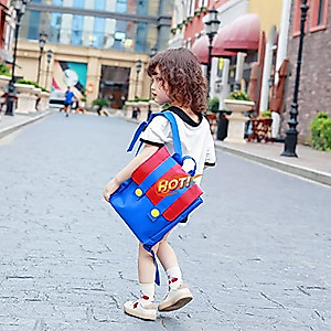 Blue and Red with Letter M Backpack 11 Inch, Aesthetic Casual Travel Bags, Super Letter M Backpack Breathable Portable Lightweight Daypack