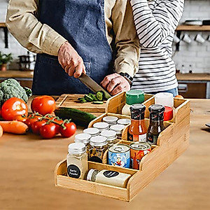 WUWEOT Coffee Condiment Organizer, Coffee Station Organizer, Bamboo Coffee Bar Accessory Caddy, Coffee Tea Bag Organizer Coffee Pod Holder with 7 Compartments