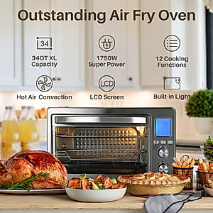 Toaster Oven, LNC 34QT Extra Large 1750W Air Fryer Oven with 12 Cooking Functions, Super Hot Air Convection Oven- A05000B