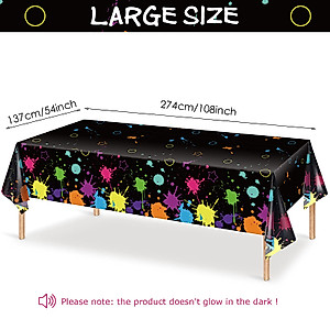 Glow Party Table Covers Neon Party Tablecloths 108 x 54 Inch Glow Party Tablecloths Disposable Plastic Neon Glow Table Cloth for Neon Birthday Party Black Light Party Supplies (1 Piece)