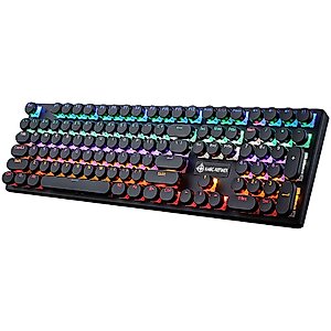Round Keycap Retro Mechanical Keyboard 108-Key Internet Cafe Gaming Computer Keyboard, Full-Key Conflict-Free, Suitable for PC, Computer and Laptop