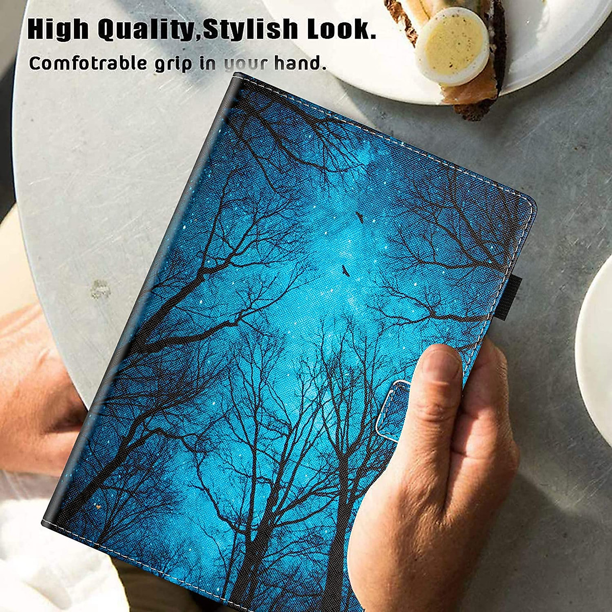 MonsDirect Case for 2022 Samsung Galaxy Tab A8 10.5 Inch, PU Leather Case with Stand, Smart Auto Sleep Wake Cover with Pen Holder for 10.5" Galaxy Tab A8 [SM-X200/X205/X207], Blue Forest