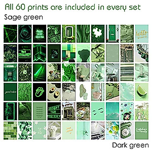 TE SIER 60PCS Green Wall Collage Kit,Green Aesthetic Pictures,Room Decor for Bedroom Aesthetic,Wall Art Posters for Room - Teen Room Décor,Art Pictures,Photo Collection
