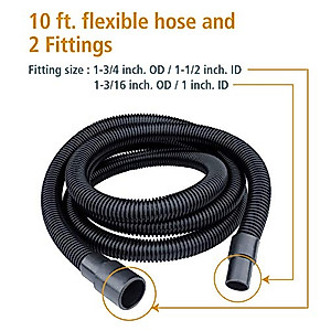 POWERTEC 70175 Dust Collection Hose with Fittings Plus Two Reducers , Black
